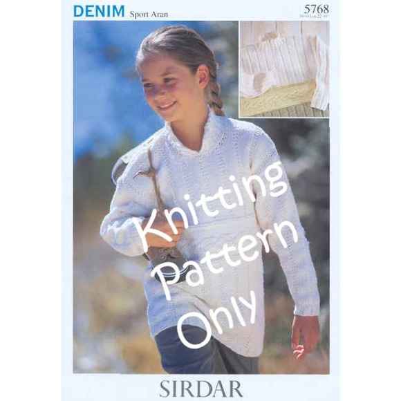 Sirdar | Art | New Sirdar 5768 Denim Sport Aran Child Pullover Sweater ...